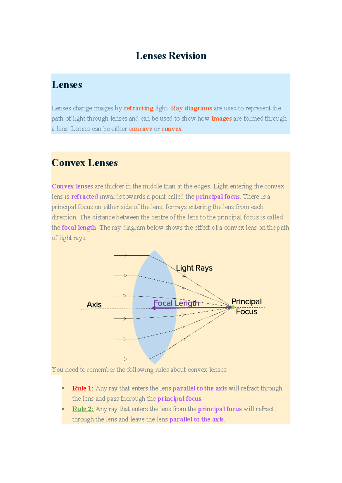 Lenses Revision: Understanding Convex & Concave Lenses in GCSE Physics ...