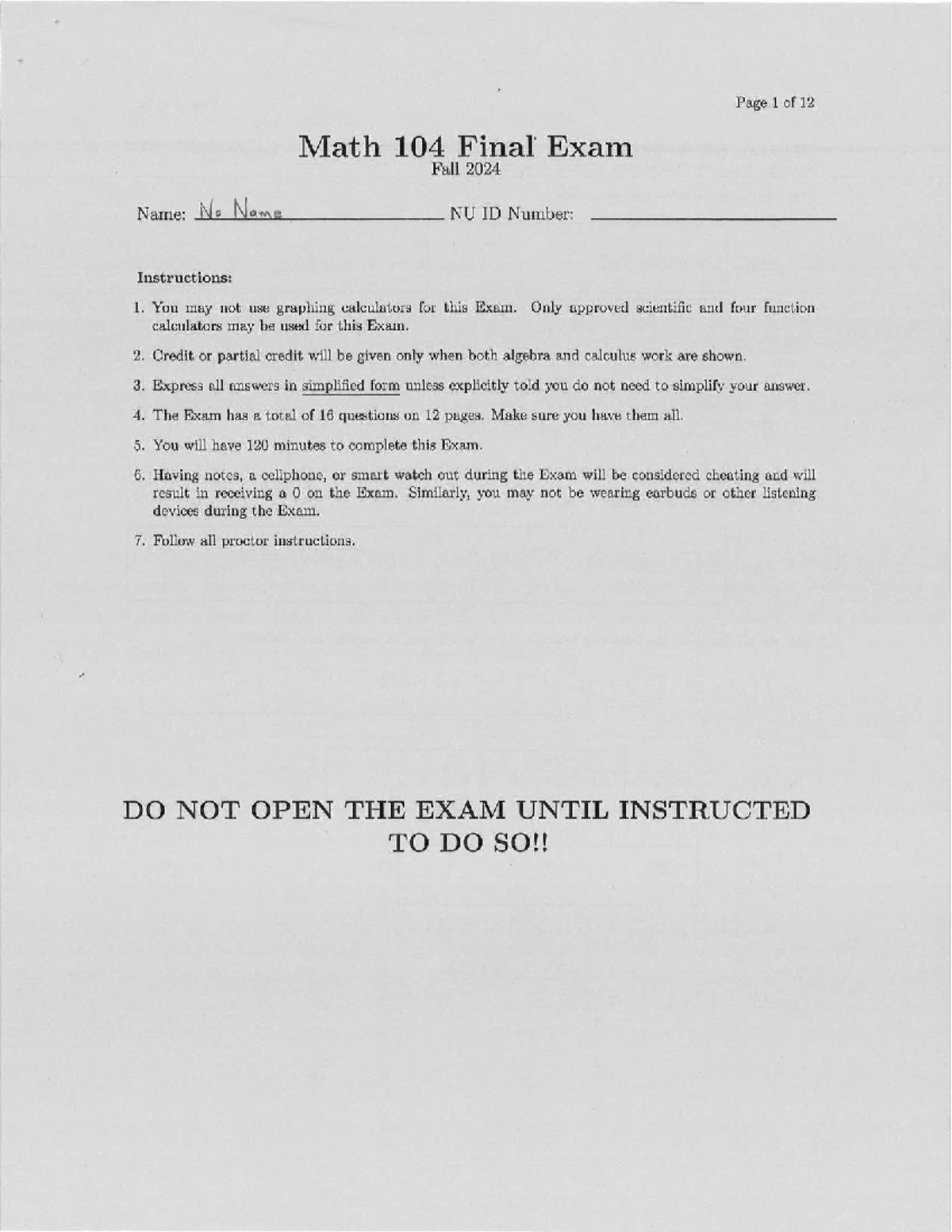 Math 104 Final Exam - Studocu