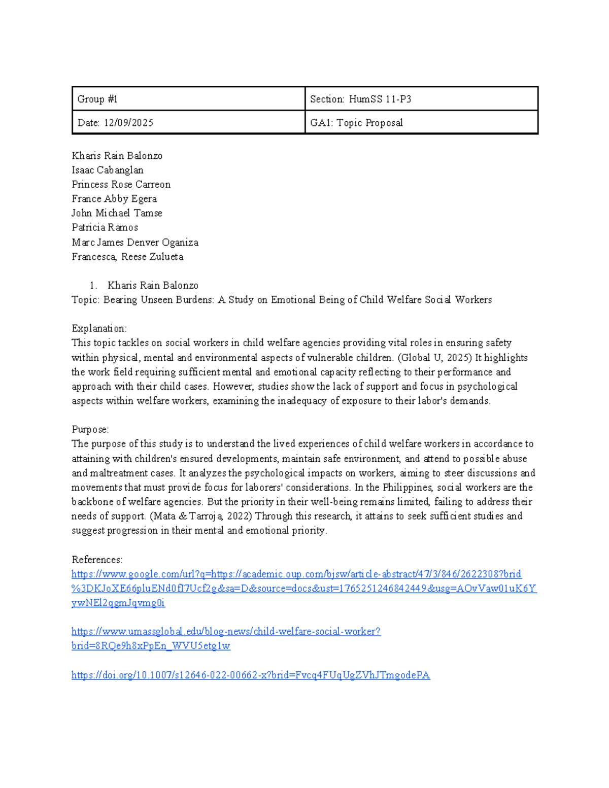 HumSS Topic Proposal: Exploring Social Issues and Community Dynamics ...