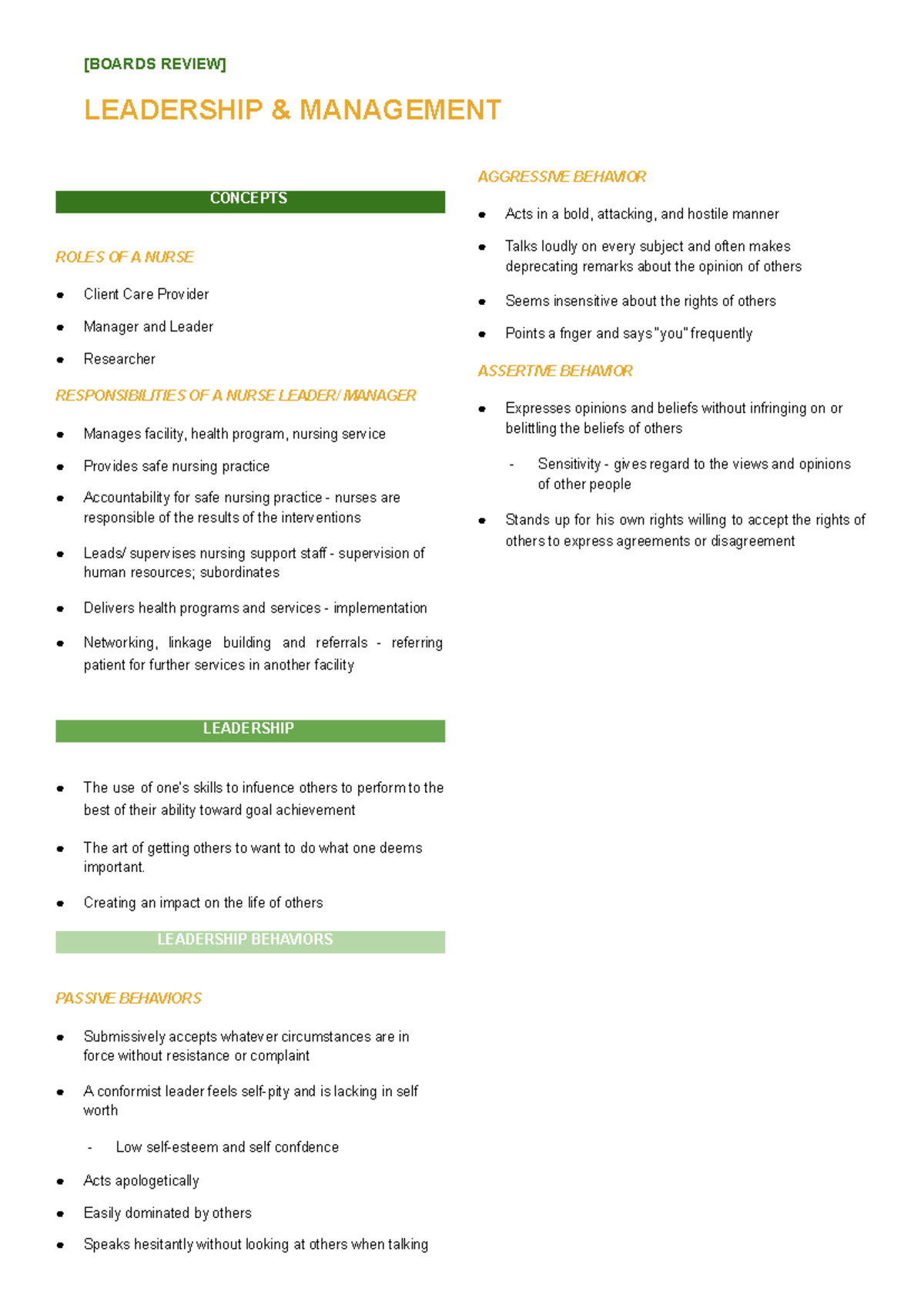 LM Complete Transes - LM notes - [BOARDS REVIEW] LEADERSHIP ...