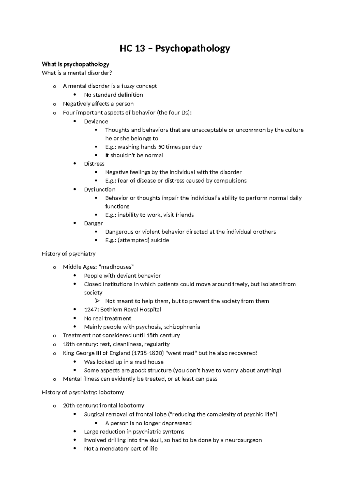 HC 13 - Psychopathology: Understanding Mental Disorders and Treatments ...
