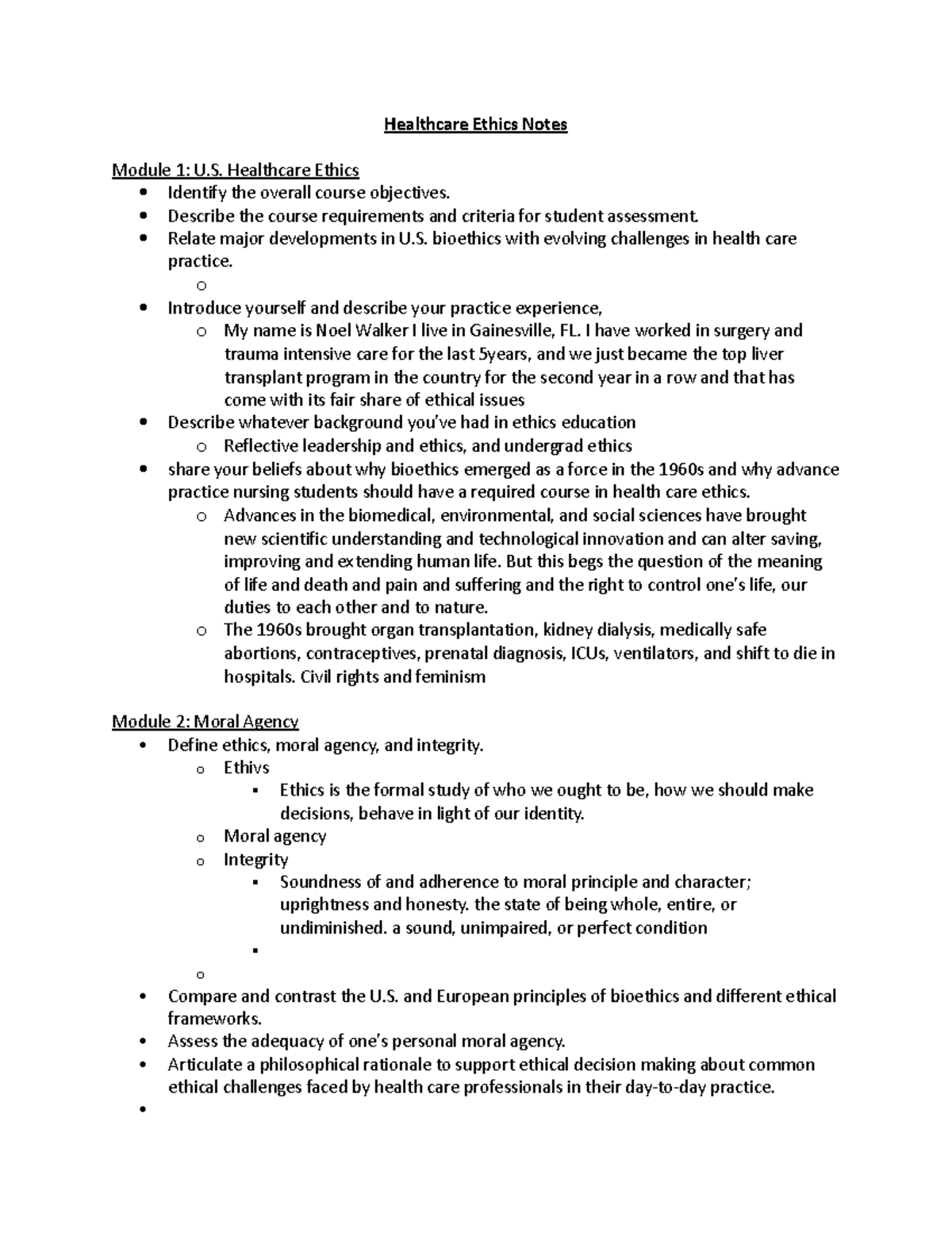 Healthcare Ethics: Comprehensive Notes for Module 1-6 (HCE 101) - Studocu