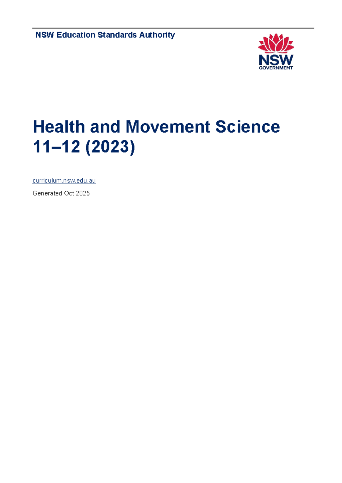 NSW Education Standards Authority Health and Movement Science Syllabus ...