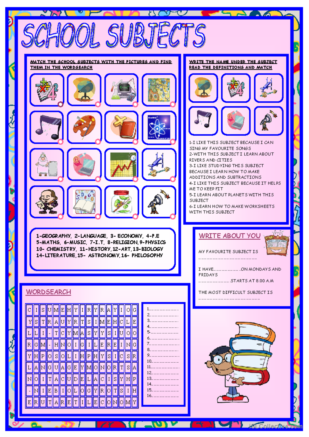 School Subjects 2 - Exercises for English Language Learning - Studocu
