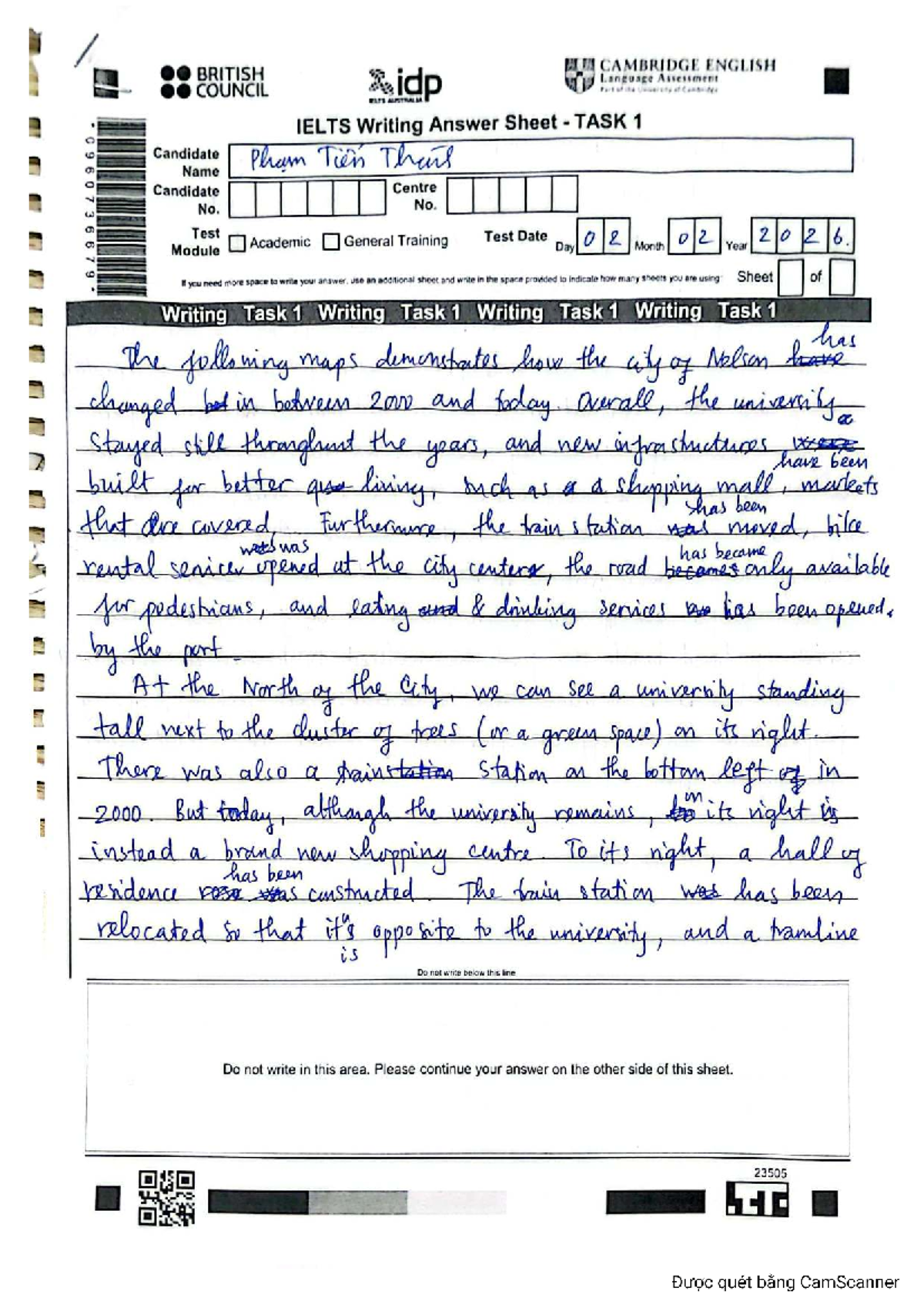 IELTS Writing Task 1 & 2 Sample Answers - Candidate Pham Tien - Studocu