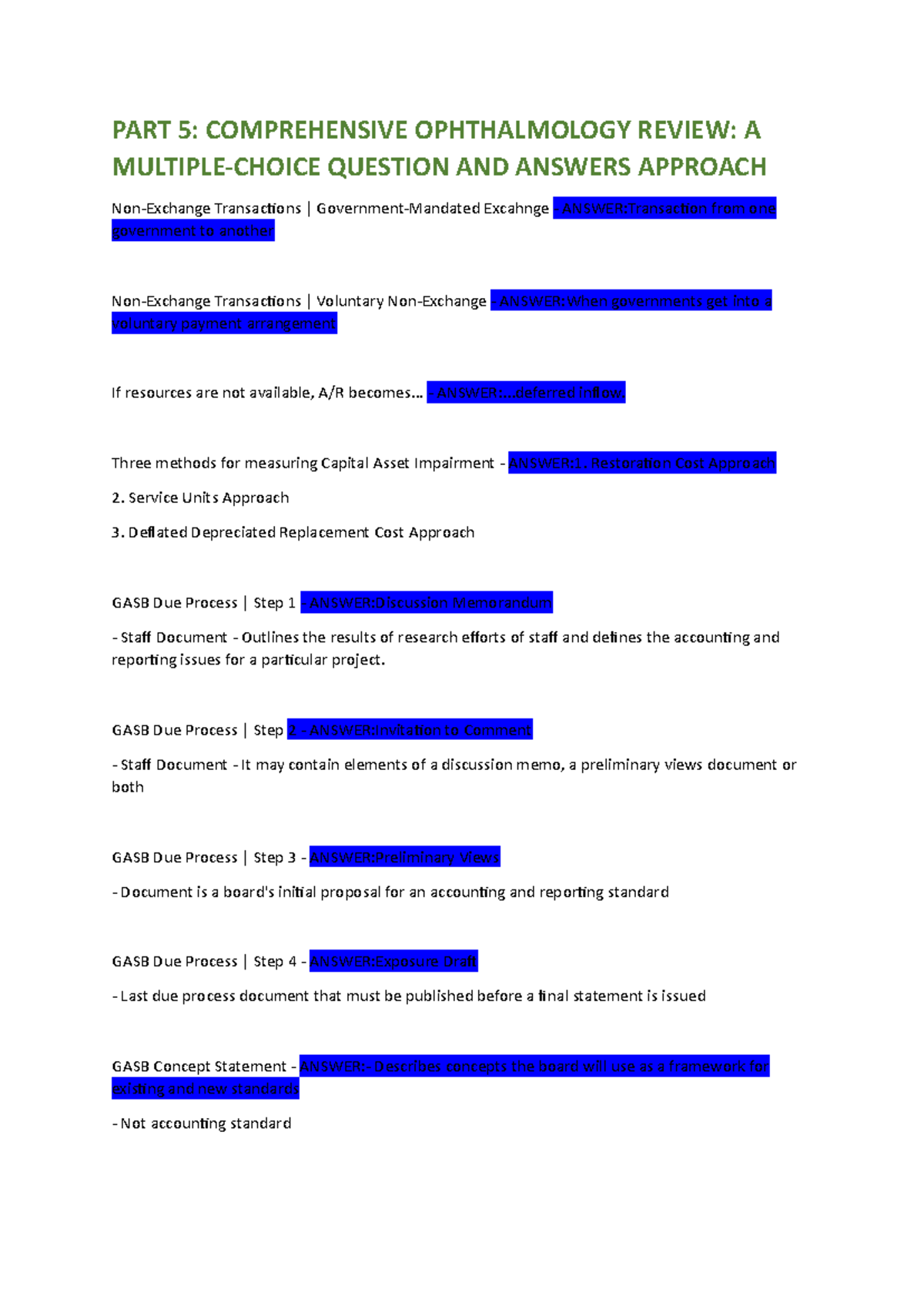 PART 5: COMPREHENSIVE OPHTHALMOLOGY REVIEW - MULTIPLE-CHOICE QUESTIONS ...