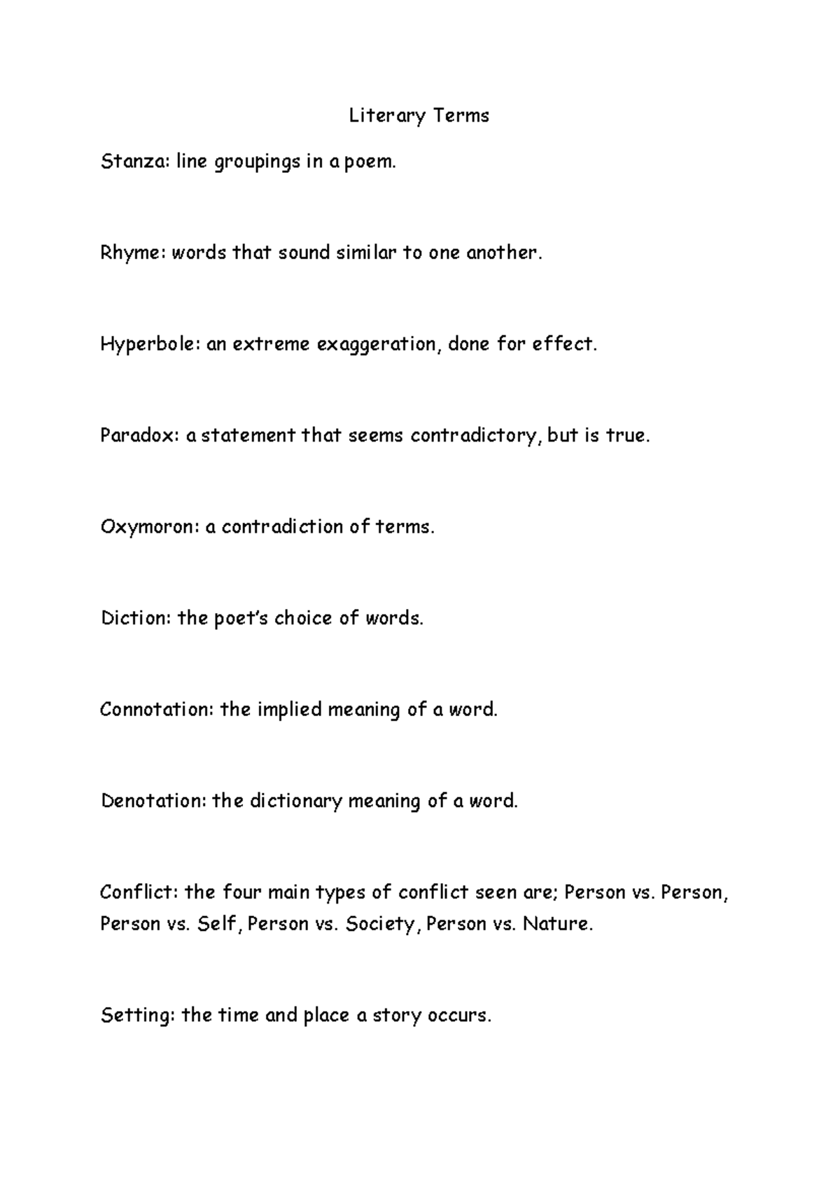 Literary Terms Overview: Key Concepts and Definitions - Studocu