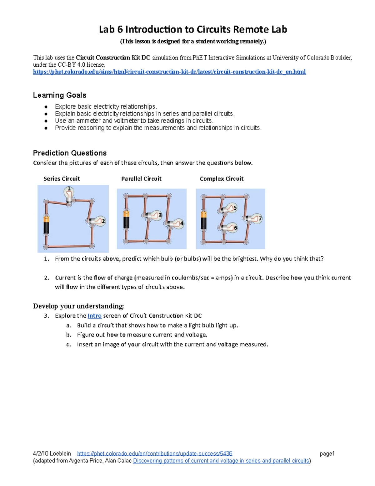 Lab 6: Remote Electricity & Circuit Fundamentals (DC Simulation) - Studocu