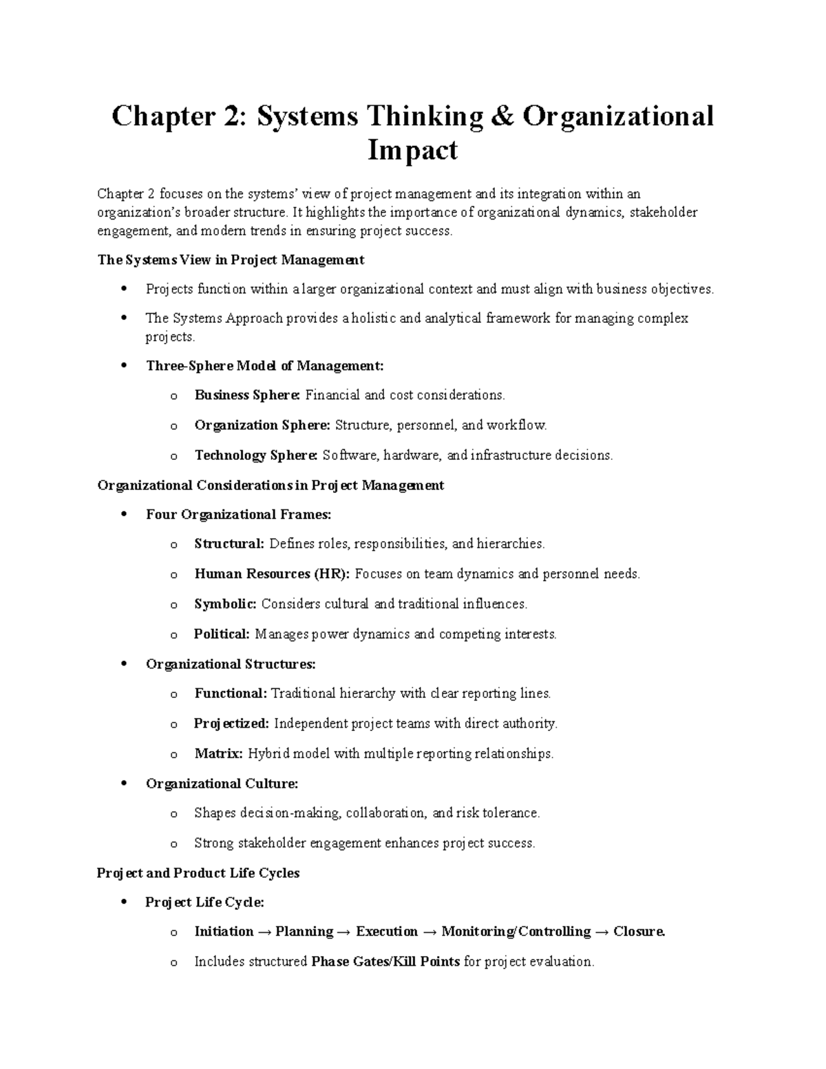 Chapter 2 Recap - Cyber in Project Manangement - Chapter 2: Systems ...