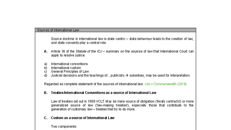 Final Exam Notes: Sources of International Law (LAW 101) - Studocu