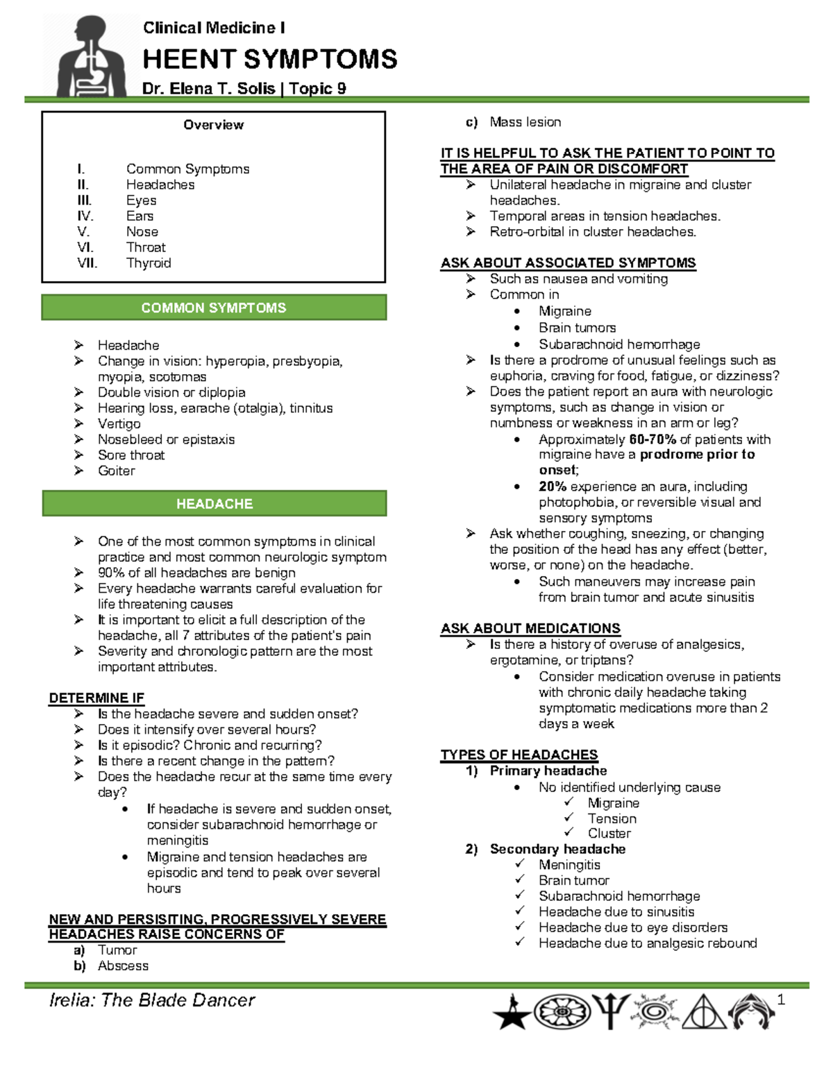 Heent-Symptoms-IBD - physical assessment - HEENT SYMPTOMS Dr. Elena T ...