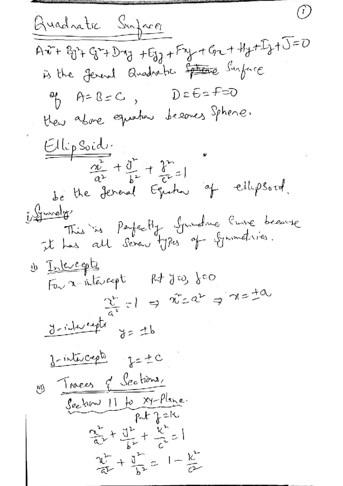 Calculus - Chapter 8: Quadratic Surfaces and Their Properties - Studocu
