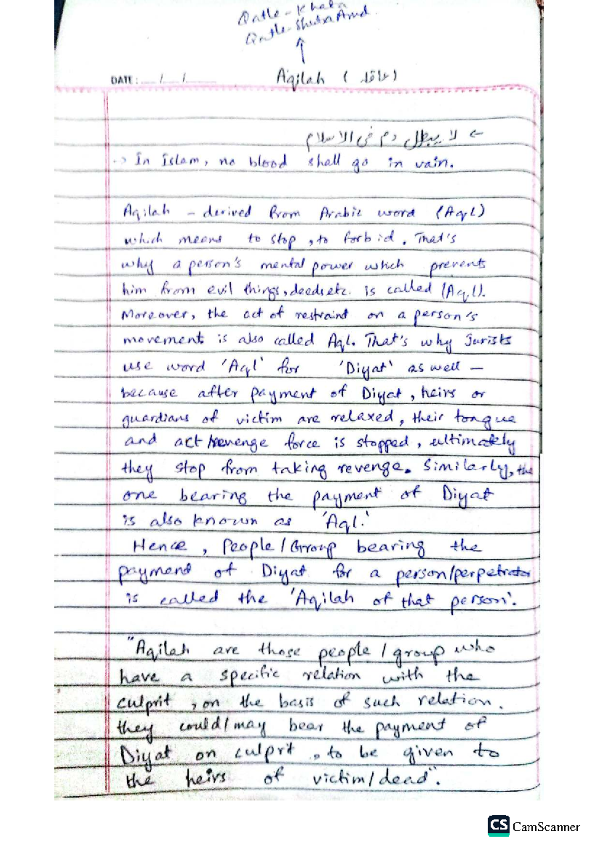 Aqilah Notes: Understanding Diyat and Its Implications in Islam - Studocu