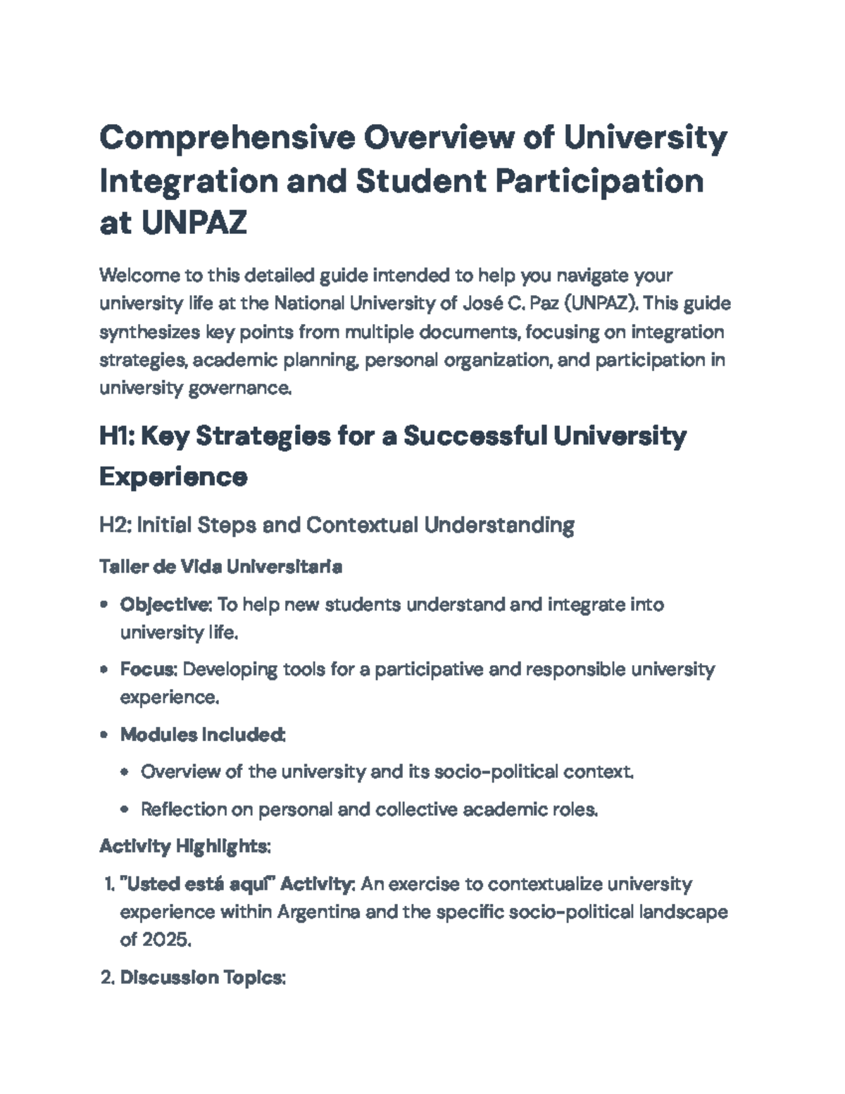 Comprehensive Guide to University Integration and Participation at ...