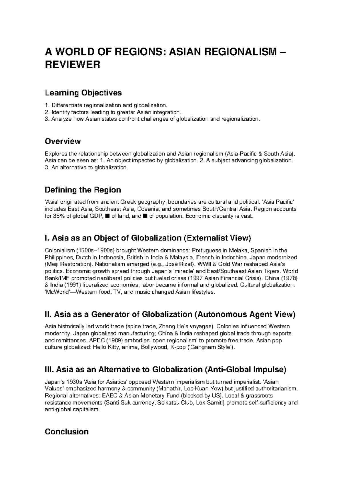 Asian Regionalism: A Comprehensive Reviewer on Globalization and ...