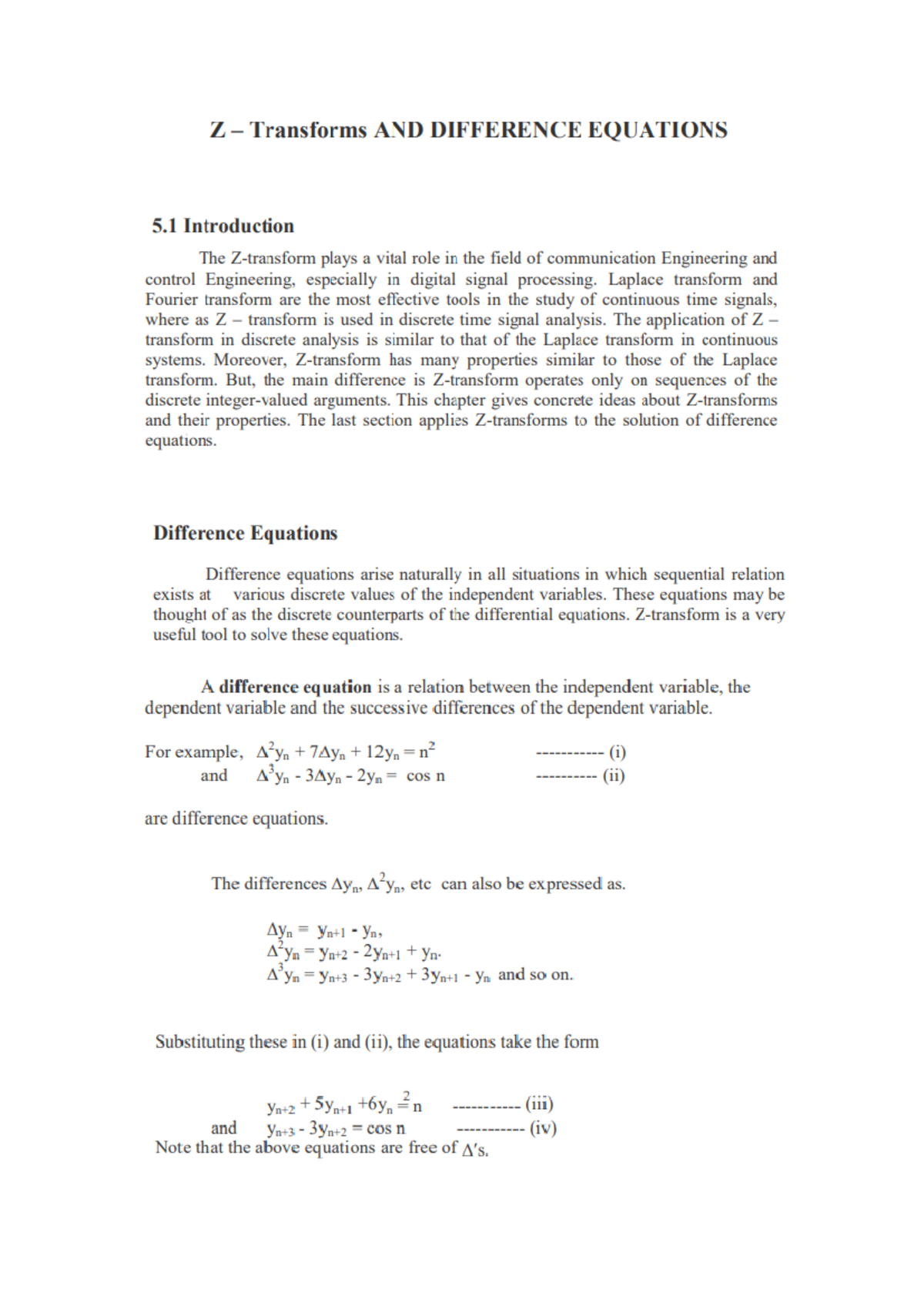 Z Transform and Difference Equations: Analysis and Properties - Studocu