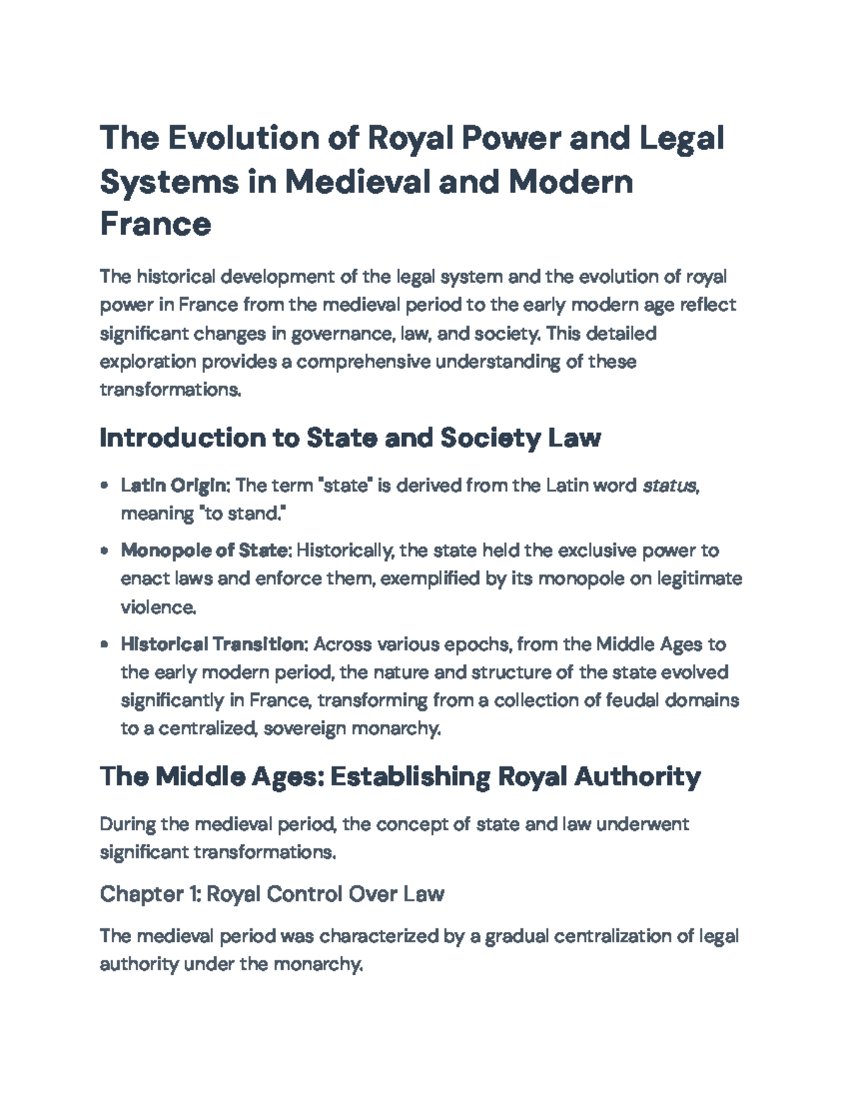 The Evolution of Royal Power and Legal Systems in Medieval & Modern ...