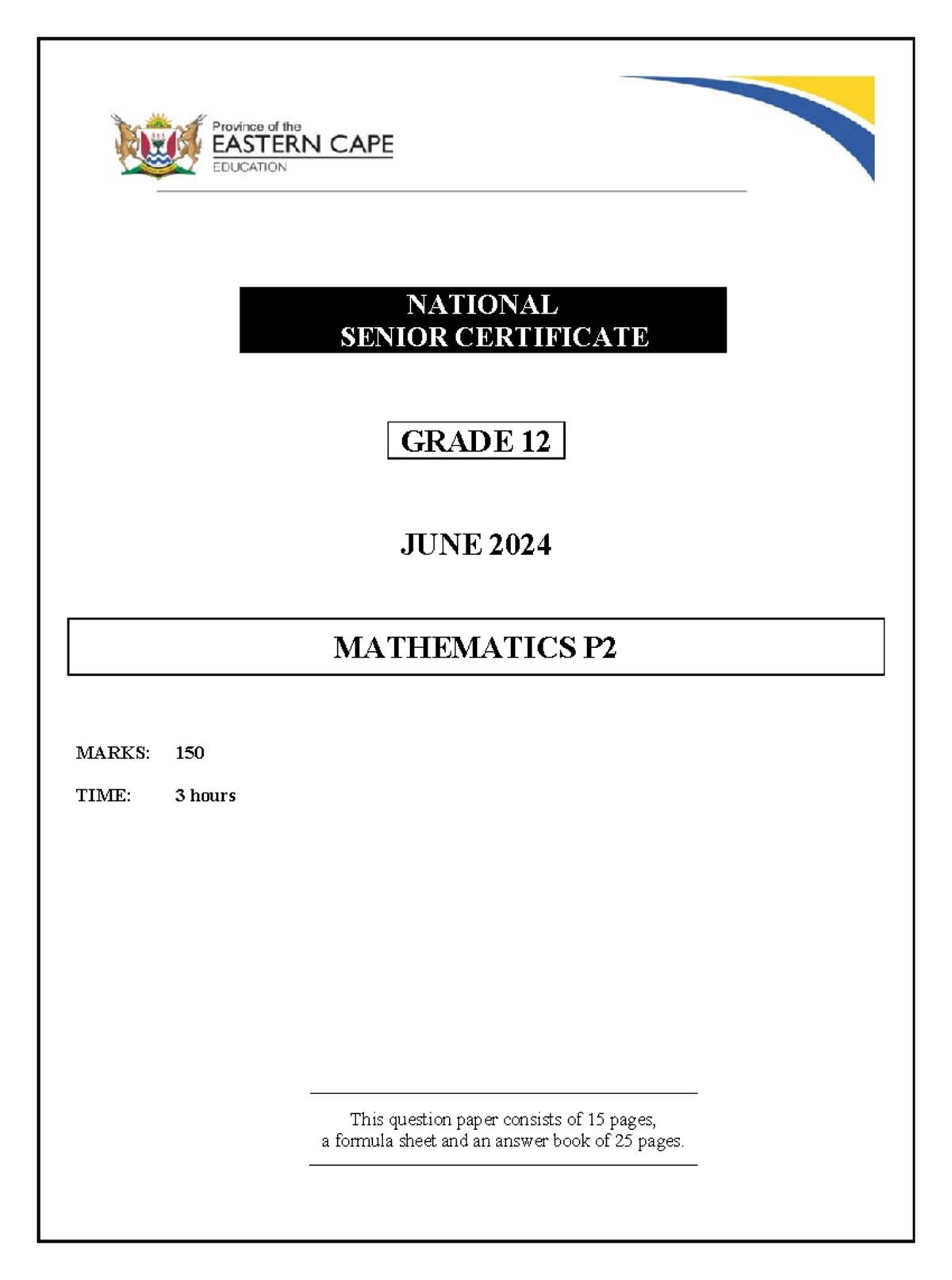 Grade 12 Mathematics P2 June 2024 Exam Paper Analysis - Studocu