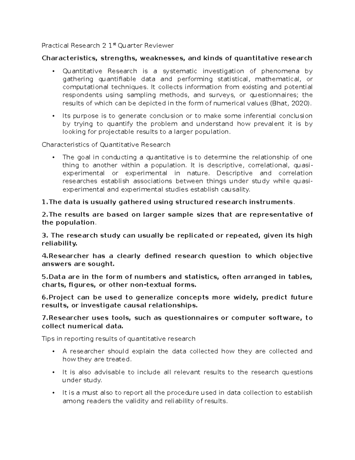 Practical Research 2 1st Quarter Reviewer - Practical Research 2 1st ...