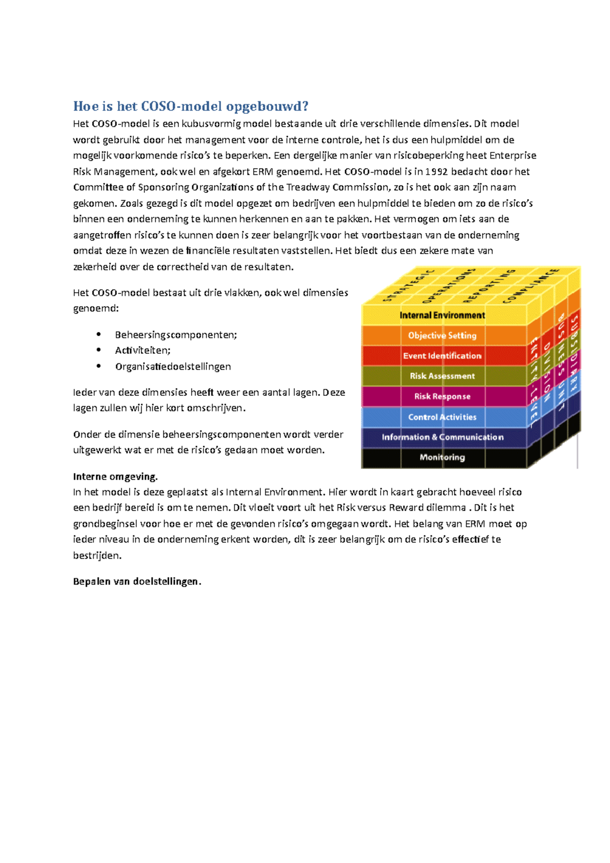 Hoe het COSO-model is opgebouwd: Dimensies en Componenten - Studeersnel