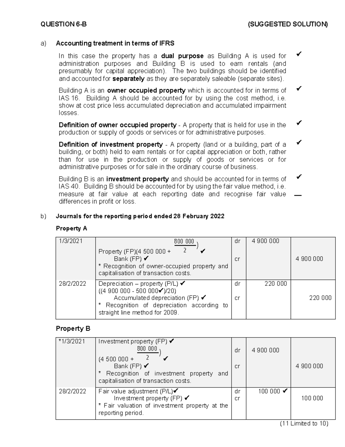 Unit 6 - Question 6-B Suggested Solutions on IFRS Accounting Treatment ...
