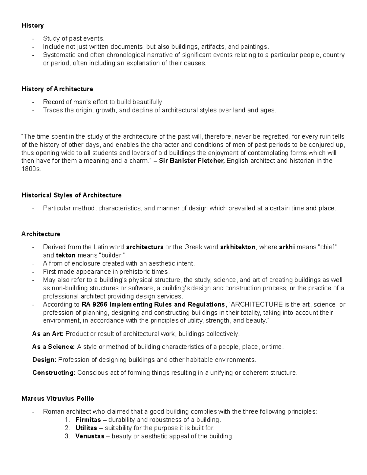 History of Architecture - HO1A Reviewer Notes on Styles and Influences ...