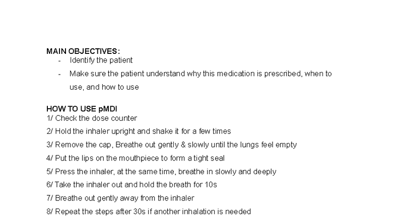 How to Use Inhalers and Injection Pens: Patient Guide - Studocu