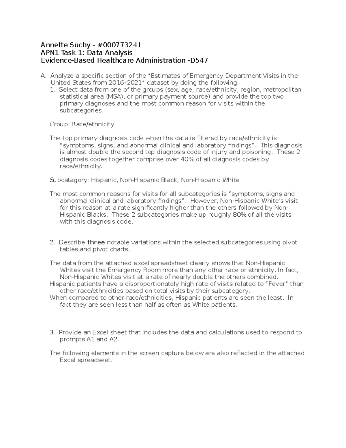 APN1 Task 1: Data Analysis on Emergency Department Visits - Studocu