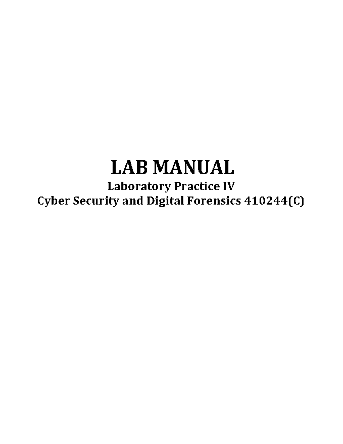 Cyber Security and Digital Forensics Lab Manual 410244(C) - Studocu
