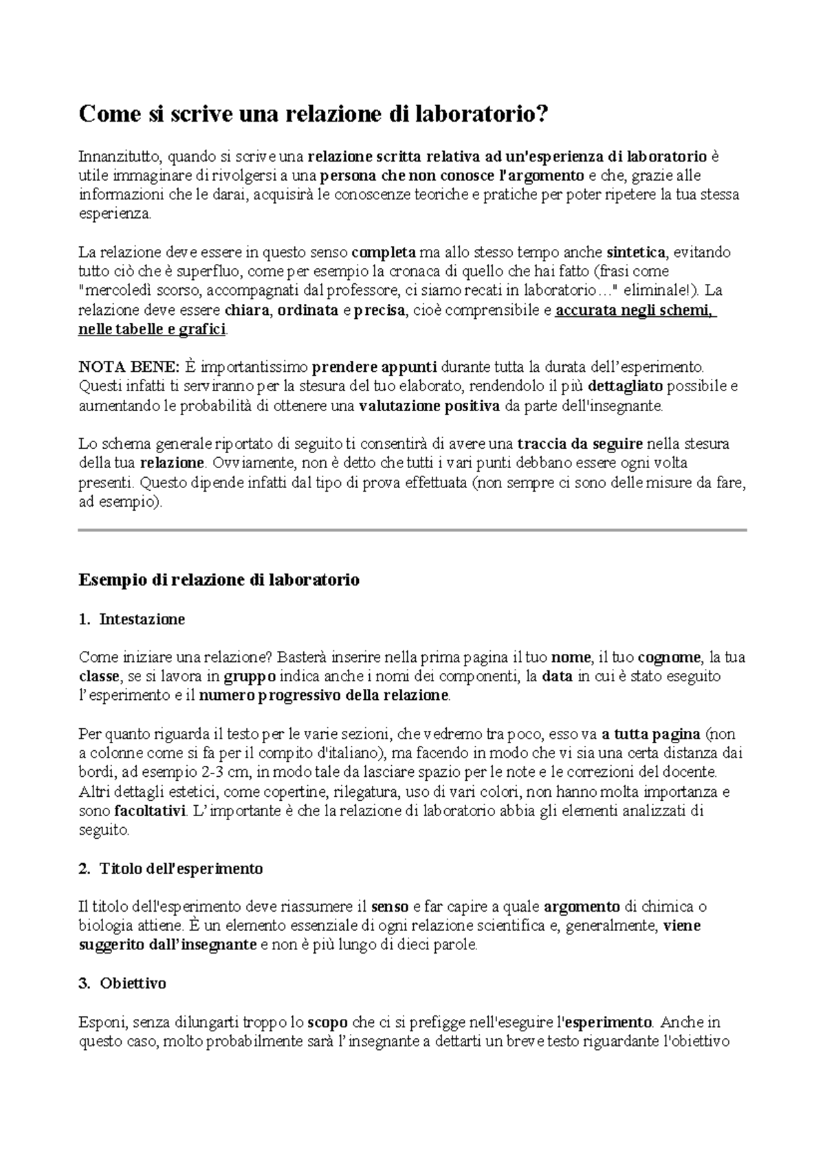 Modello di Relazione di Laboratorio: Guida Completa - Studocu