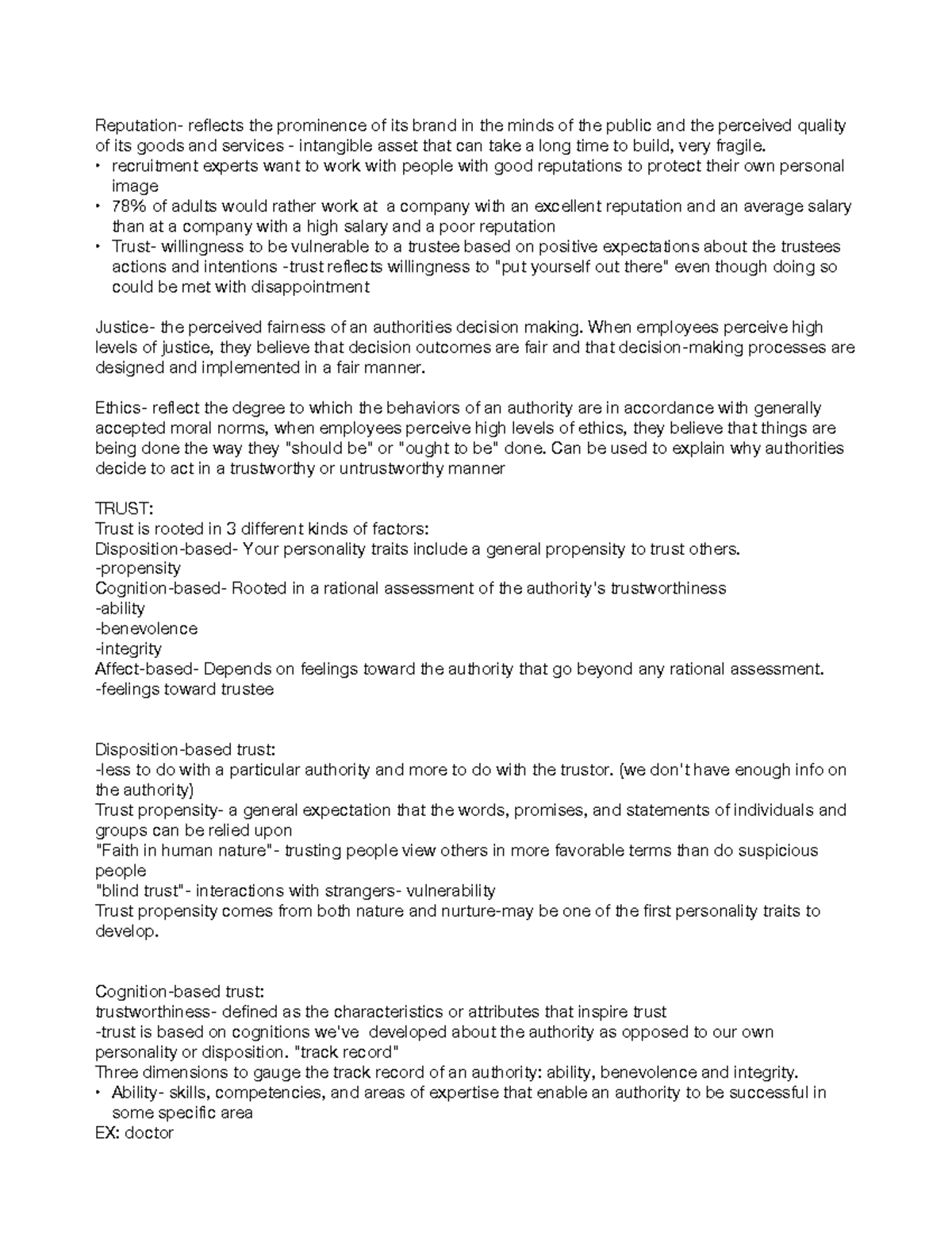 Chapter 7- Trust, Justice, and Ethics in Organizational Behavior - Studocu