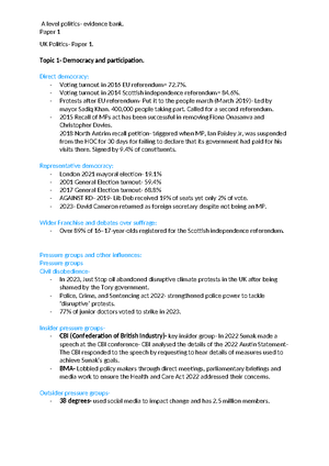 Edexcel A-level Politics Paper 3A Questions (2019-2022) - Politics Past ...