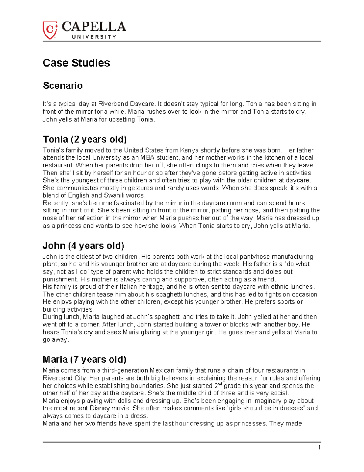 Cf Psycfpx 2700 Case Studies: Analyzing Child Behavior Dynamics - Studocu