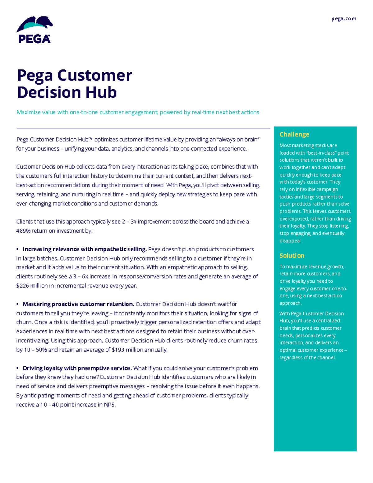 Pega Customer Decision Hub: Maximizing Loyalty with AI Solutions - Studocu