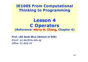 Tutorial PART 1 - IE1005 From Computational Thinking to Programming Tutorial and Practical ...
