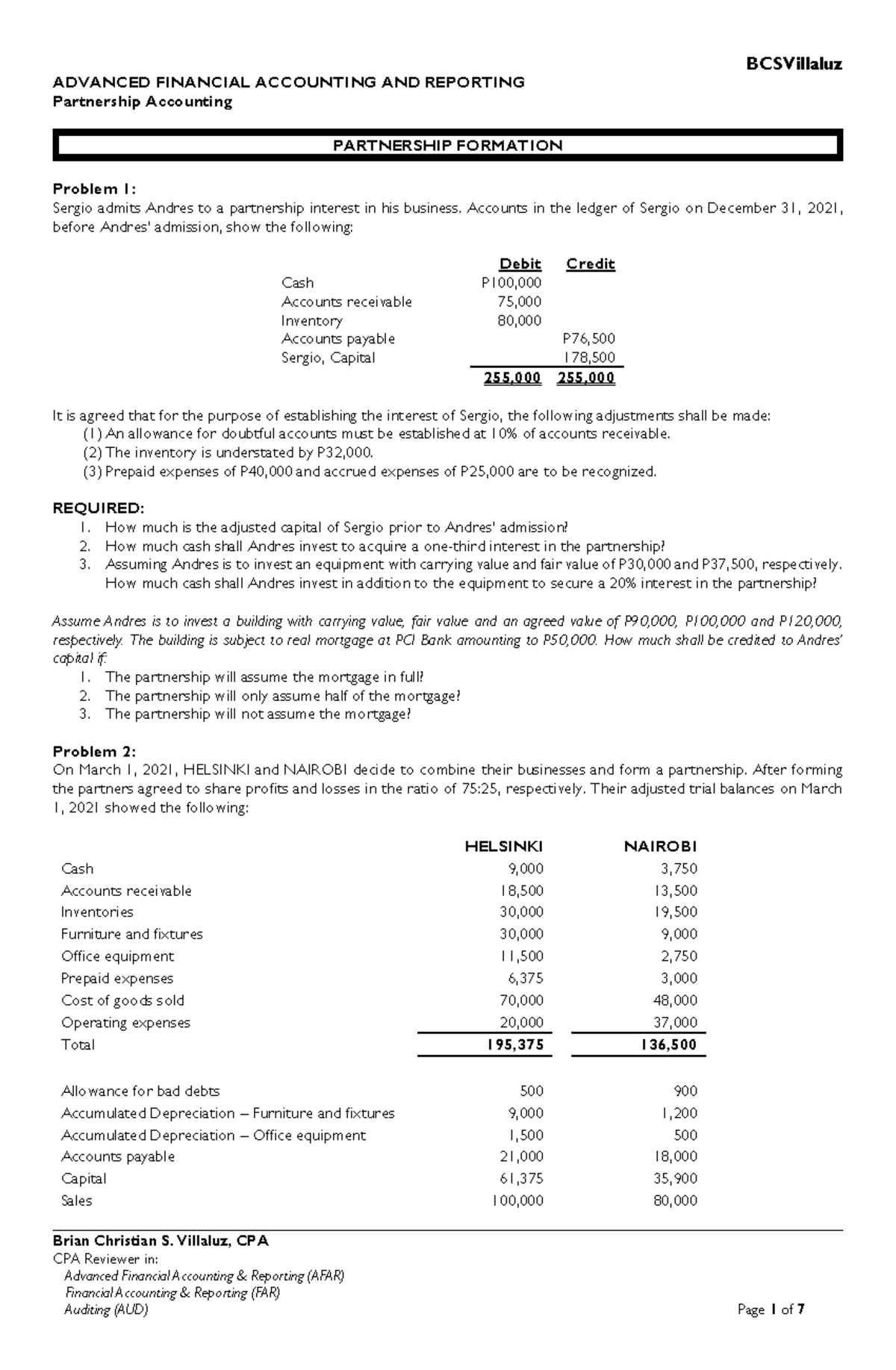 BCSVillaluz ADVANCED FINANCIAL ACCOUNTING AND REPORTING Partnership ...