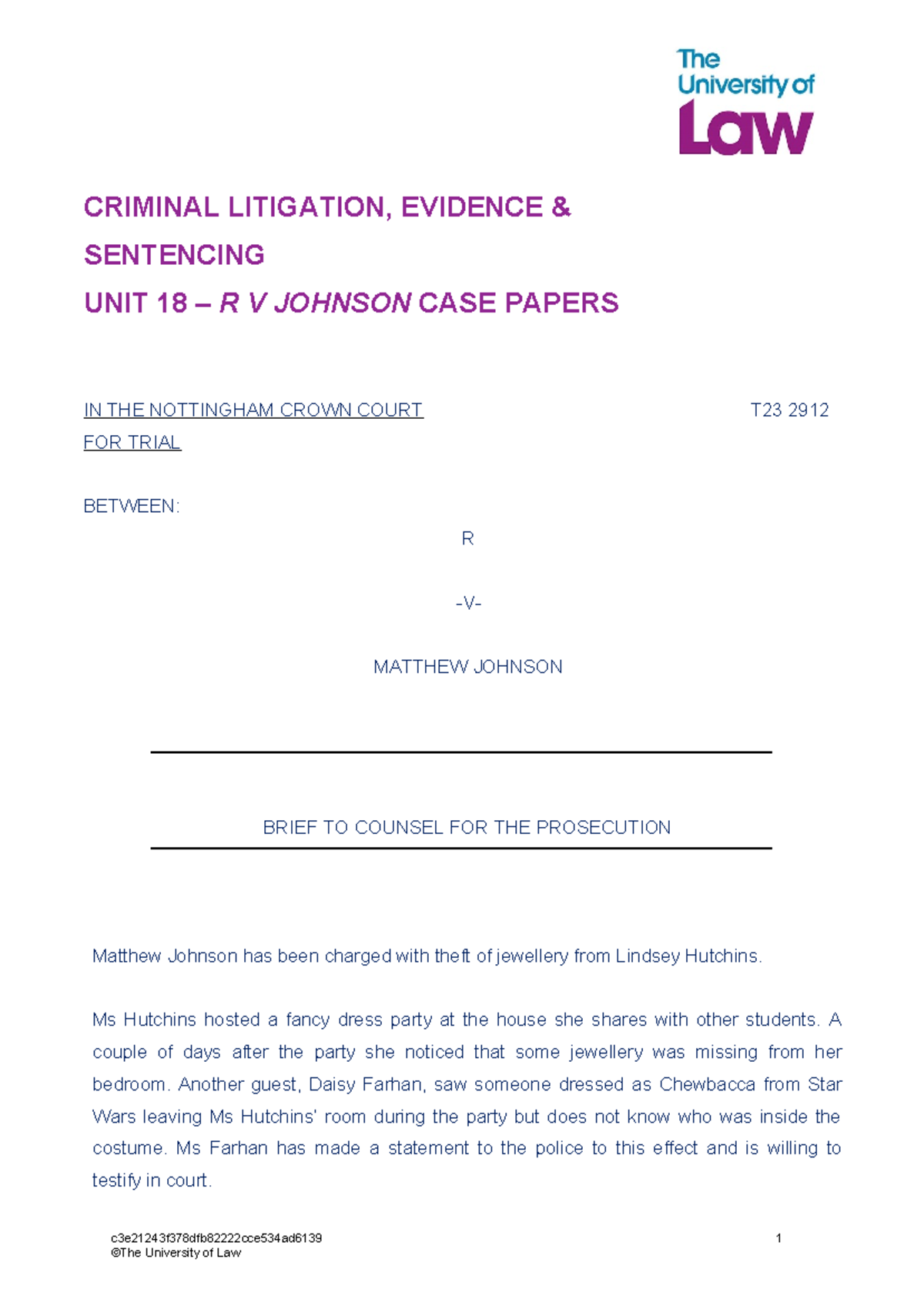 2324 crim unit18 ce01 johnson case papers - CRIMINAL LITIGATION ...