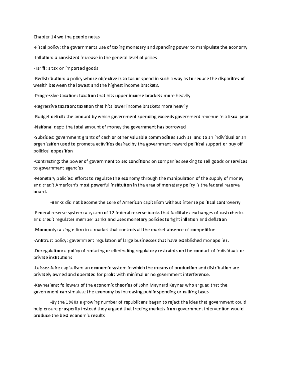 Chapter 14: We the People - Fiscal Policy & Economic Concepts Notes ...