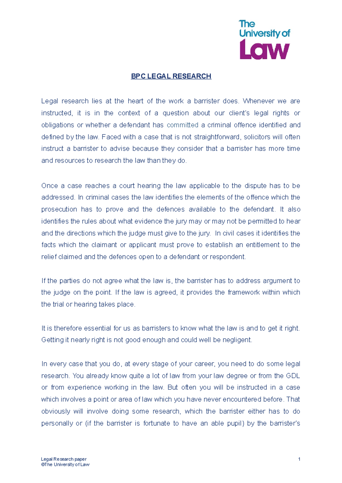 BPC Legal Research Trail Guide: Key Steps and Resources for Barristers ...