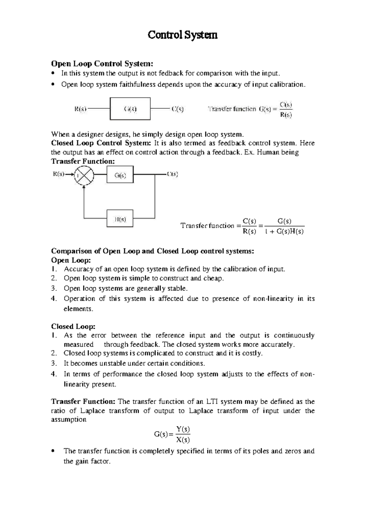 ECE FORMULA BOOK 2: CONTROL SYSTEMS Overview and Key Concepts - Studocu