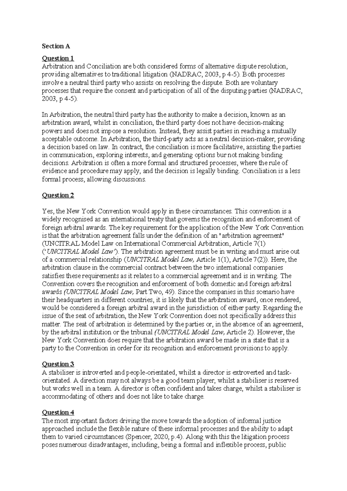 LLB103 Week 3 Tutorial Answers on Dispute Resolution Methods - Studocu