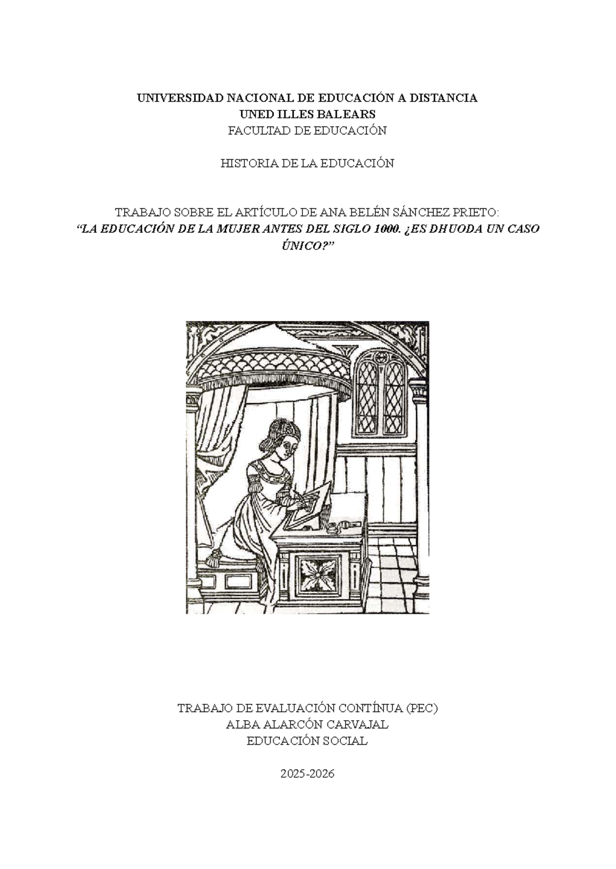 Educación de la Mujer Antes del Año 1000: Dhuoda y su Legado (EDUC 1 ...