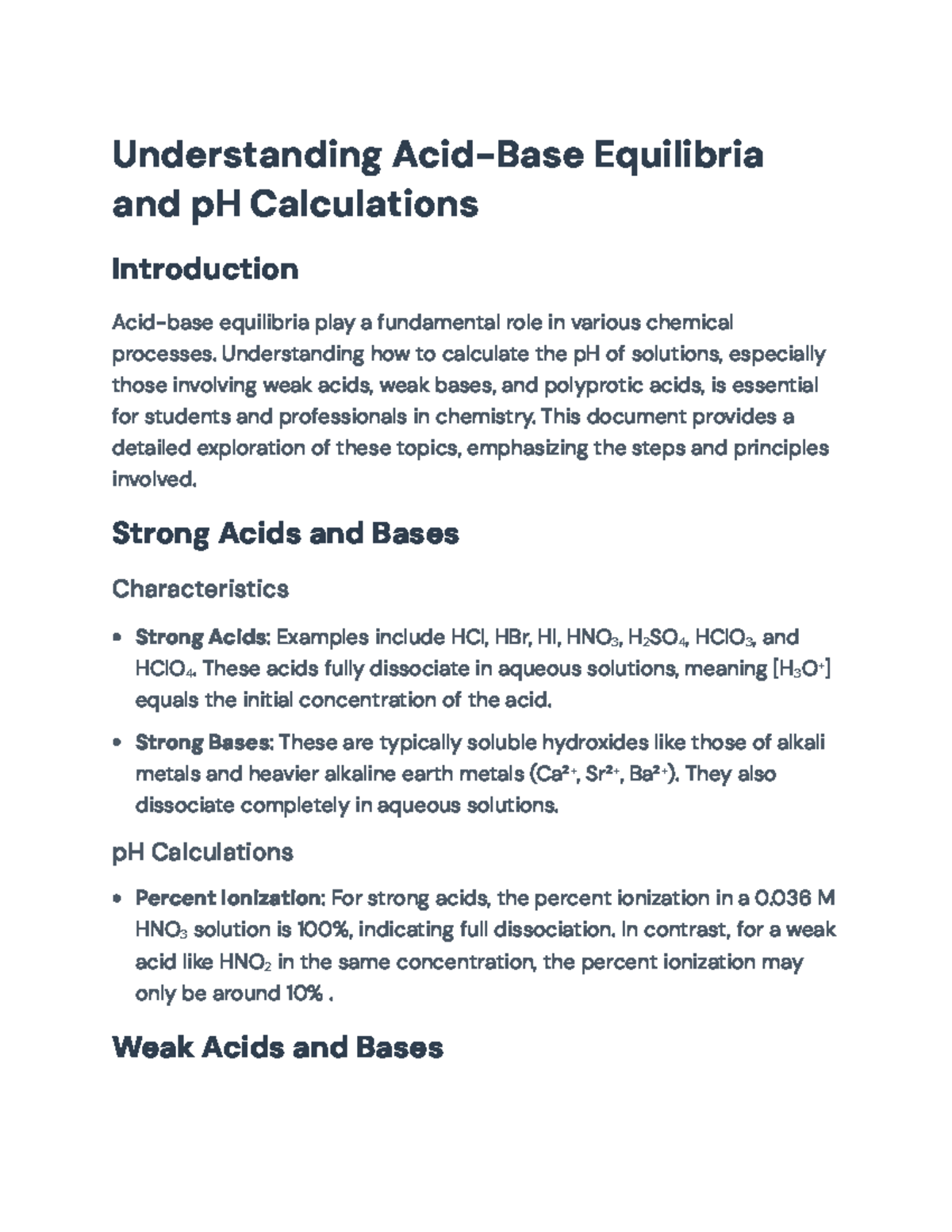 Understanding Acid-Base Equilibria and pH Calculations (Chem 101 ...