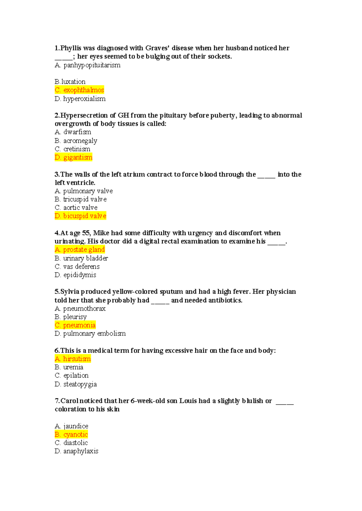 MCQ Midterm Exam Review - Medical Terminology (Course Code: hihi) - Studocu