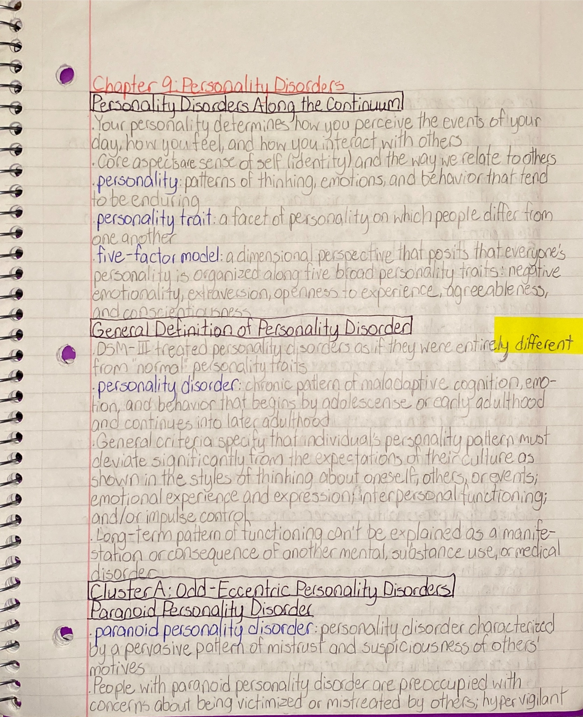 Abnormal Psych PSY 201 Chapter 9: Personality Disorders Notes - Studocu