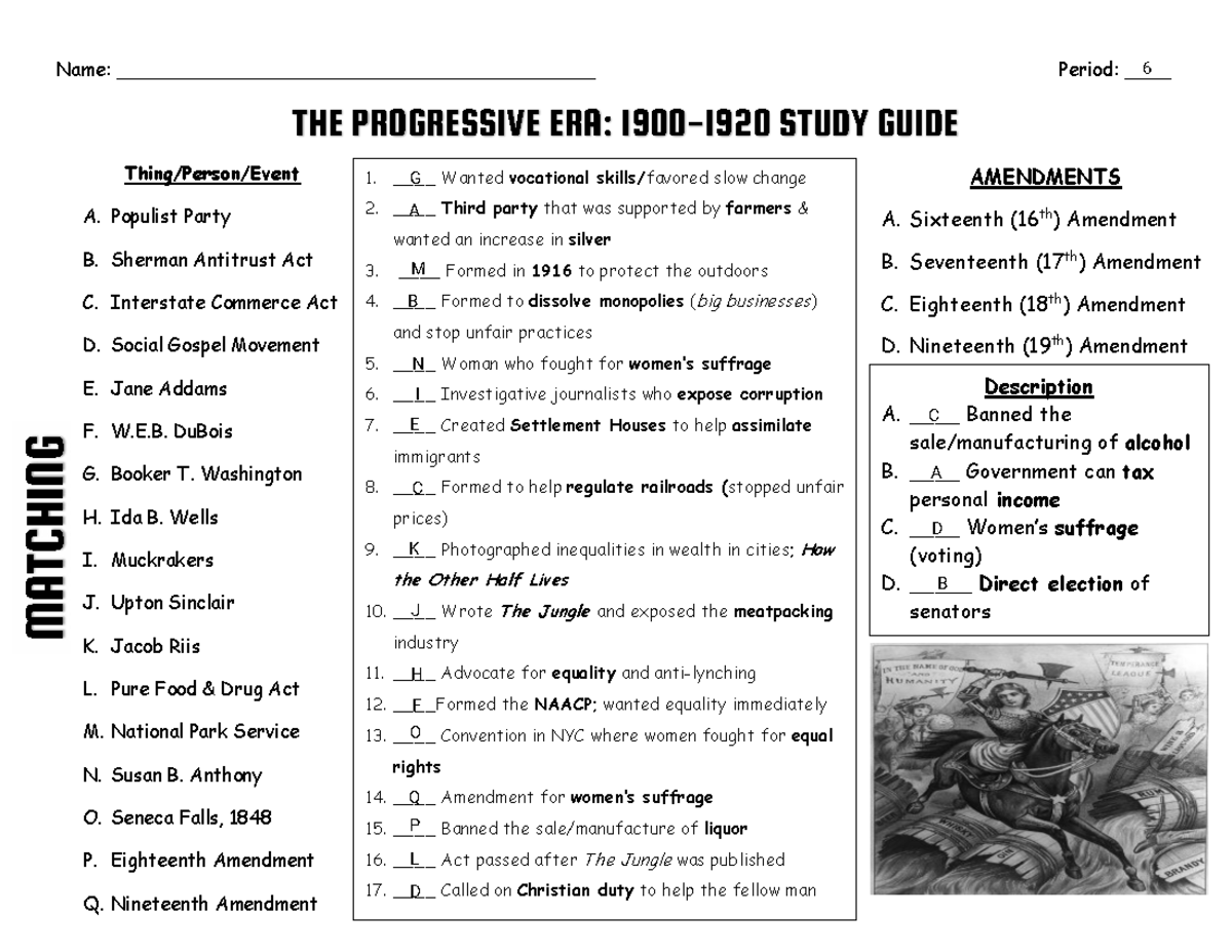 The Progressive Era Study Guide: Key Figures & Events (USH 201) - Studocu