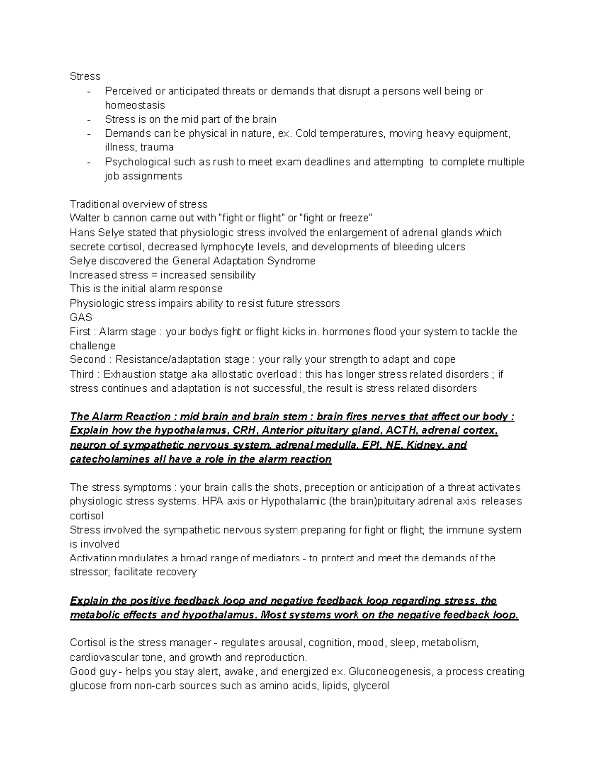 Psych 101: Exam 1 Study Guide on Stress and Its Effects - Studocu