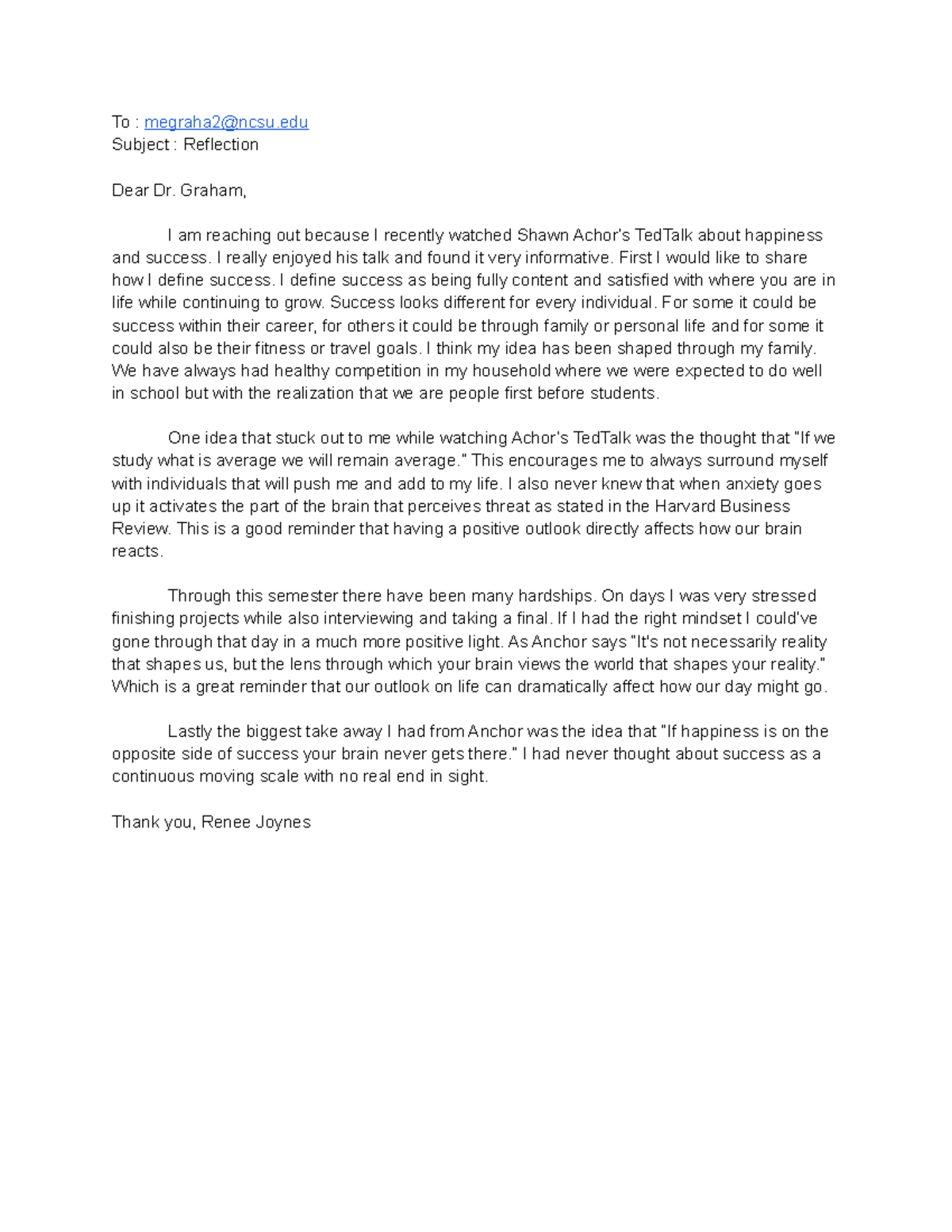 ENG 332 Project 5: Reflection on Happiness and Success - Studocu