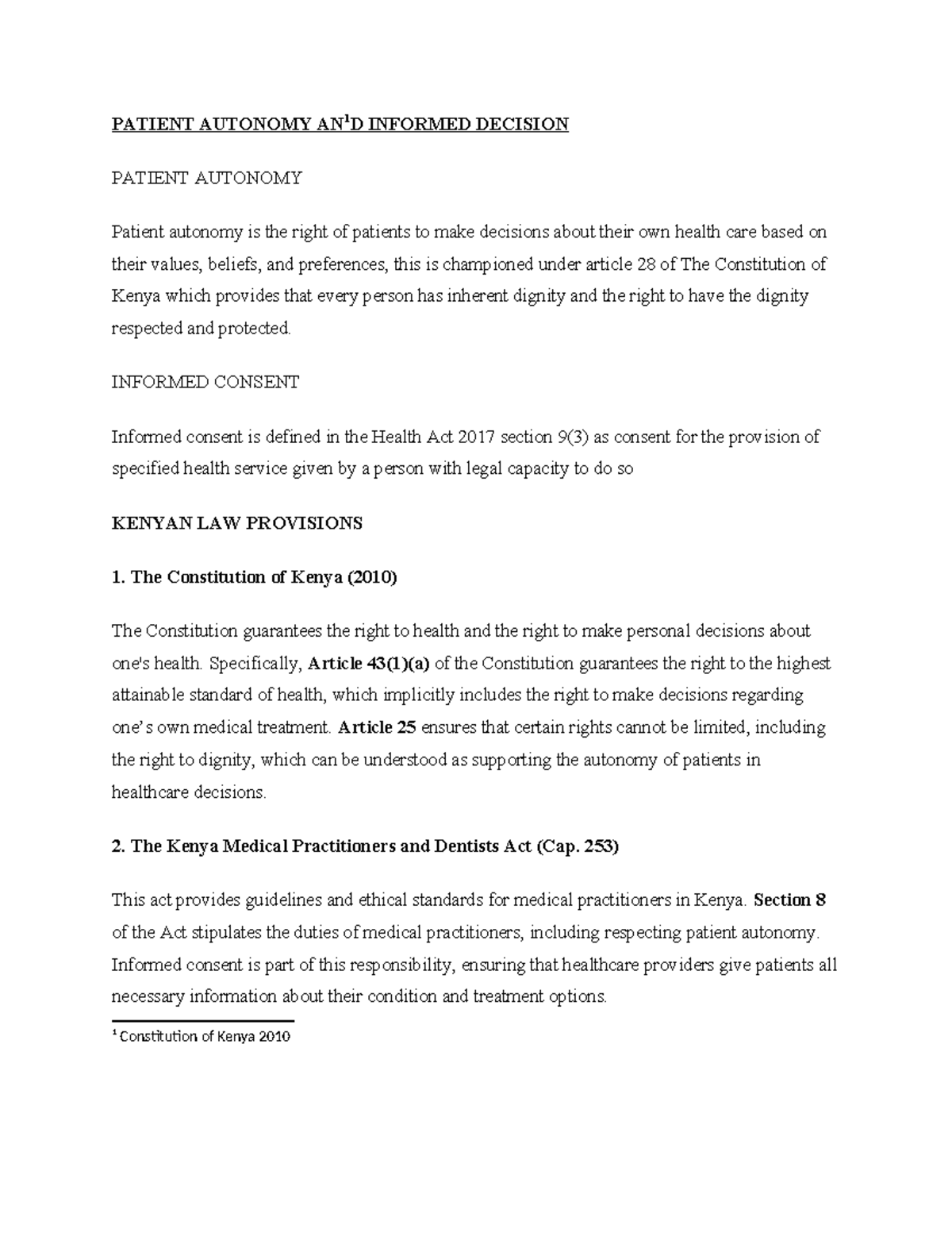 Patient Autonomy AND Informed Decision - PATIENT AUTONOMY AN 1 D ...