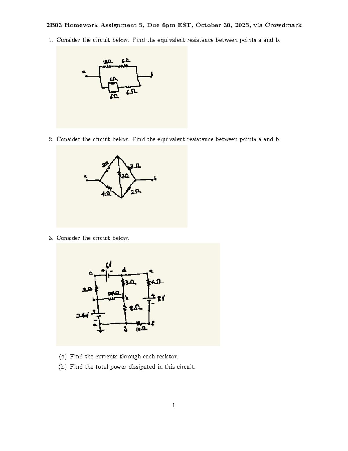 2B03 Homework Assignment 5 - Circuit Analysis and Resistance - Studocu